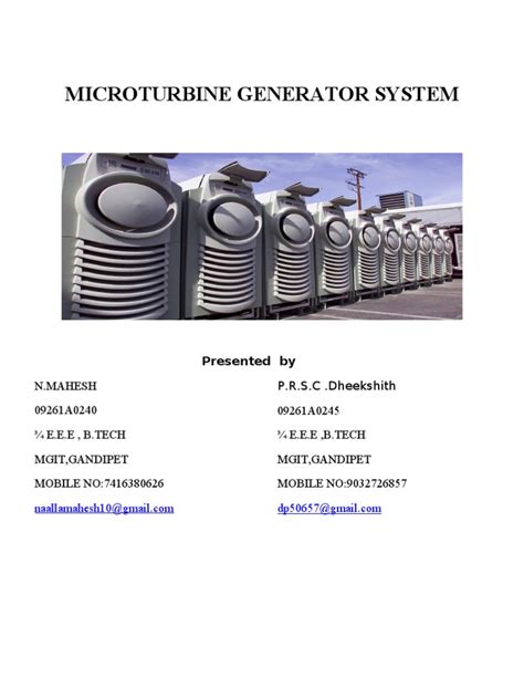 Micro Turbine Generating System Pdf Gas Turbine Cogeneration