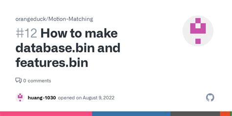 How To Make Database Bin And Features Bin · Issue 12 · Orangeduck Motion Matching · Github