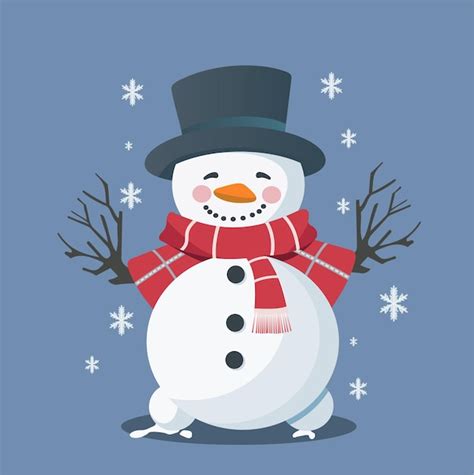 Premium Vector Snowman With His Top Hat