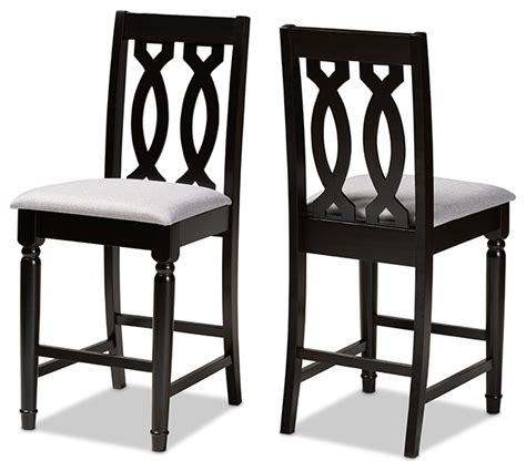 Darcie Gray Espresso Browned Piece Wood Counter Stool Set