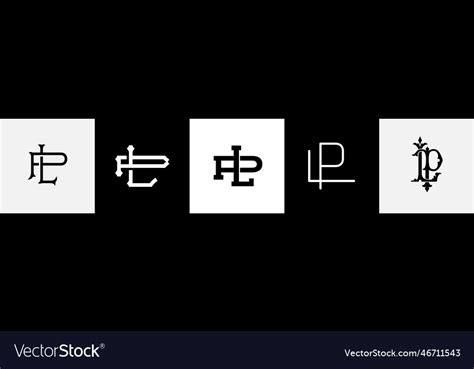 Initial Letters Lp Monogram Logo Design Bundle Vector Image