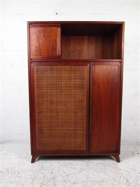 Unique Mid Century Modern Cane Front Storage Cabinet Storage Storage