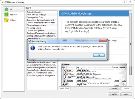 Error 32 Process Cannot Access File On Install Of Osm Spatialite
