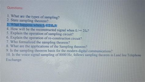 Solved Questions 1 What Are The Types Of Sampling 2
