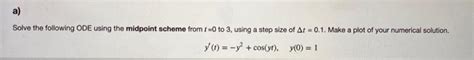 Solved A Solve The Following Ode Using The Midpoint Scheme