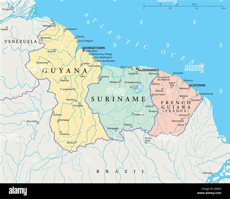 Südamerika Suriname Guyana Karte Atlas Karte Der Welt Reisen