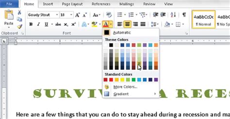 Microsoft Word 2010 Selecting Text Attributes WMLCLoud
