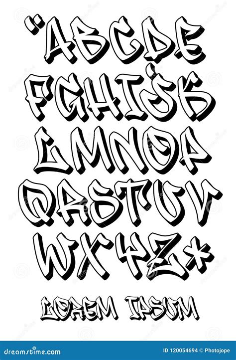 Graffiti Font 3d Hand Written Vector Alphabet Stock Vector