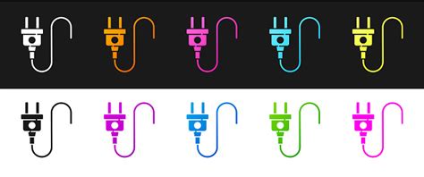 設置隔離在黑白背景上的電動插頭圖示連接和斷開電力的概念向量向量圖形及更多一個物體圖片 一個物體 互聯網 便攜式資訊設備 Istock