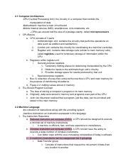 Chapter 2 Notes CSCI 111 Pdf 2 1 Computer Architecture CPU Central