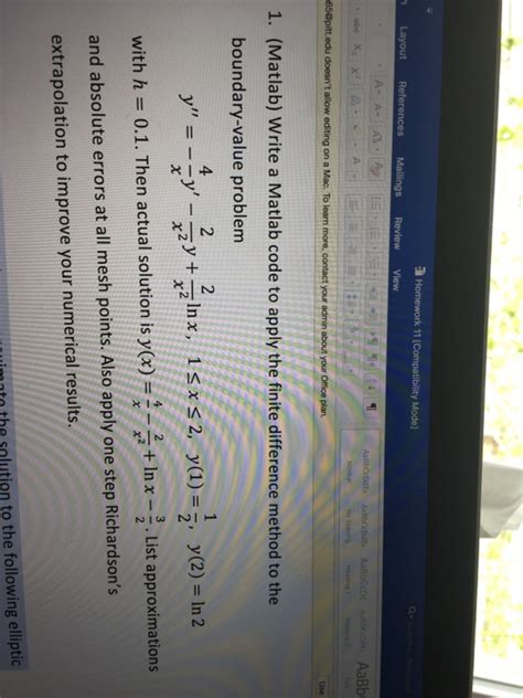Write A Matlab Code To Apply The Finite Difference