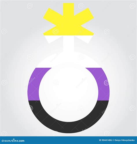 Non Binary Pride Flag In A Form Of Nonbinary Symbol Stock Vector