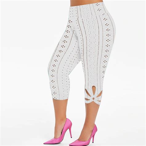 Itsame Womens Capri Leggings Yoga Stretch Plus Size Hollow High Waist