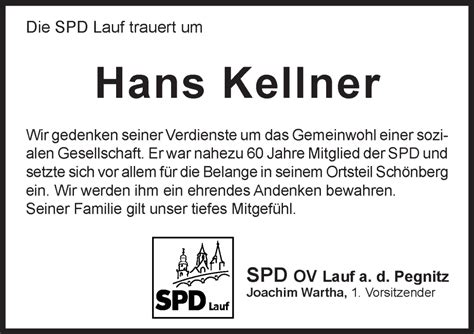 Traueranzeigen Von Hans Kellner N Land