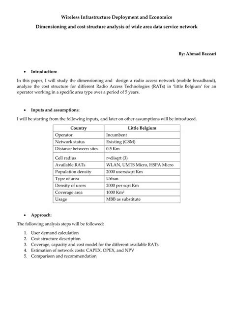 Pdf Dimensioning And Cost Structure Analysis Of A Wide Area Data
