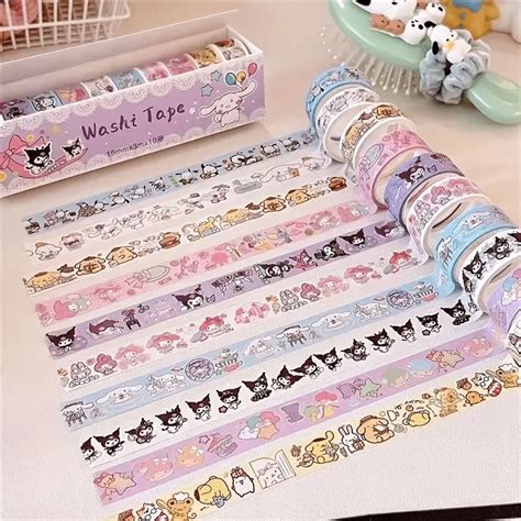 Sanrio Ensemble De Rubans Washi Rouleaux De Motifs Noirs Beaux Et Vanille Pour Les