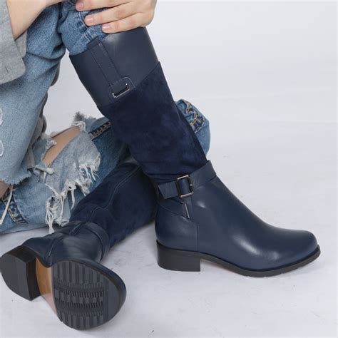 Soleimani Gabi Leather And Suede Narrow Calf Riding Boots Slim Calf Boots