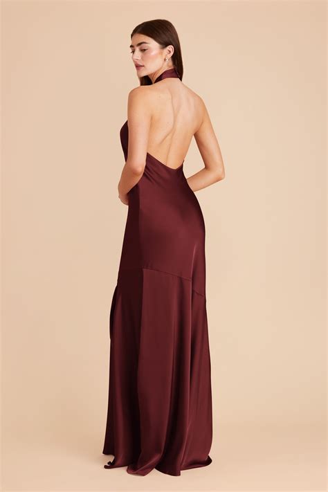 Stephanie Cabernet Matte Satin Bridesmaid Dress Birdy Grey