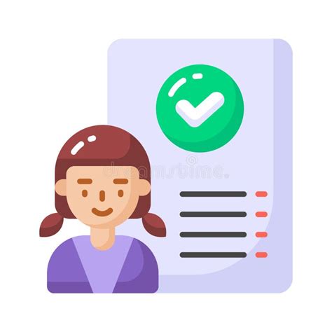 Women Avatar With Check Marked Document Showing Hiring Concept Vector