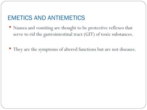 Emetics And Antiemetics And Classificationppt Ppt