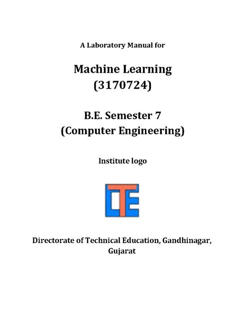 3170724 Machine Learning Lab Manual A Laboratory Manual For Machine Learning 3170724 B