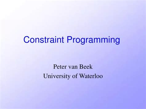 Ppt Constraint Programming Powerpoint Presentation Free Download