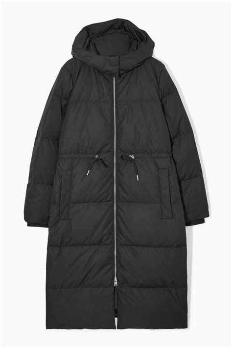 Cos Hooded Recycled Down Puffer Coat In Black Lyst