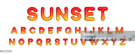 3d 현실적인 벡터 부풀려진 거품 광택 그라디언트 알파벳 대담한 손으로 그린 빨간색과 노란색 문자는 흰색에 고립되어 있습니다 3차원 형태에 대한 스톡 벡터 아트 및 기타