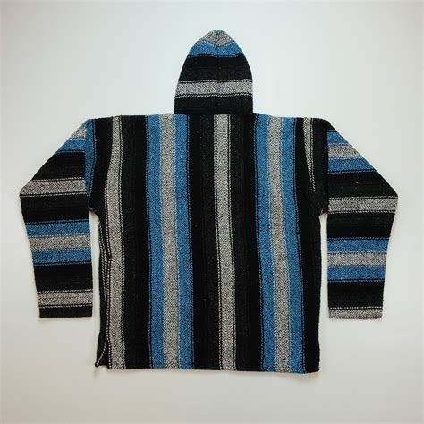 Rare Vintage Mexican Blanket Poncho Hoodie Sweater 90 Gem