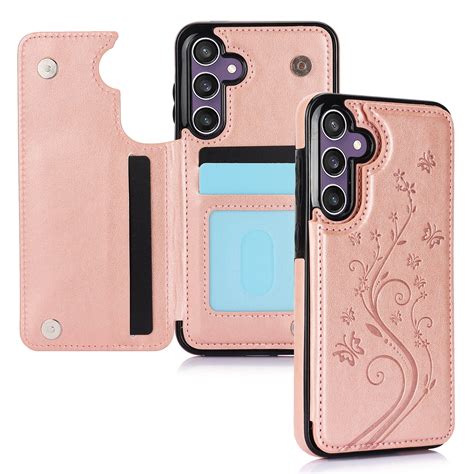 Dteck For Samsung Galaxy A35 Case With Card Holder Flower Magnetic Back