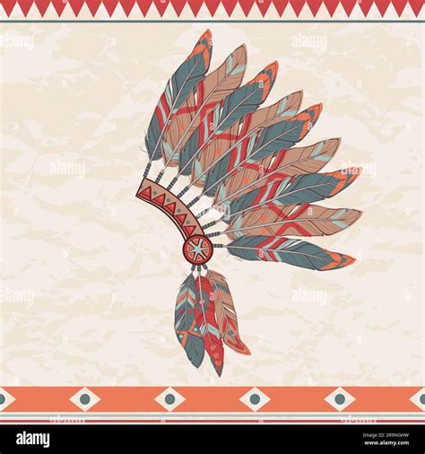 Vector Colorful Illustration Of Native American Indian Chief Headdress
