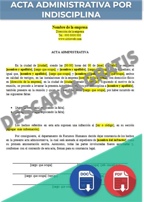 Ejemplo De Acta Administrativa Por Mala Conducta Ejemplo Sencillo
