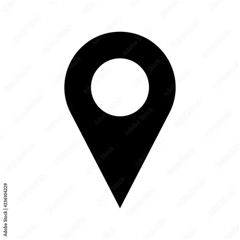 Black And White Vector Pinpoint Icon Isolated On White Background