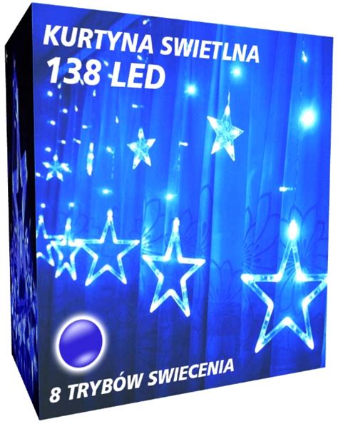 GWIAZDY WISZĄCE 138 LED LAMPKI CHOINKOWE KURTYNA NIEBIESKI GWIAZDY