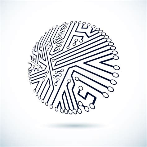 Vector Abstract Technology Illustration With Circular Circuit Board