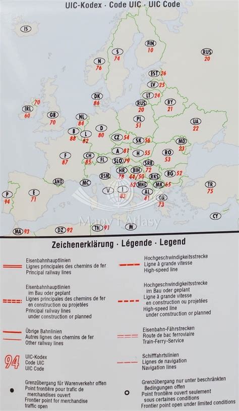 EUROPA KOLEJOWA MAPA ŚCIENNA DO ZAWIESZENIA