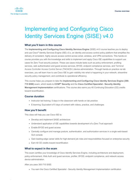 Implementing And Configuring Cisco Cisco Identity Services Engine Sise Pdf Implementing And Configuring Cisco Cisco Identity Services Engine Sise Pdf
