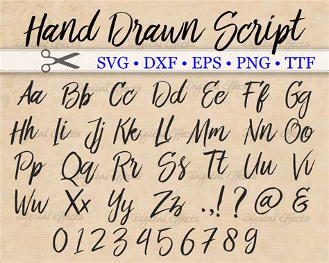 Hand Drawn Font Script Font Handwritten Font Dxf Eps Png Brush Font Cursive Font Writing