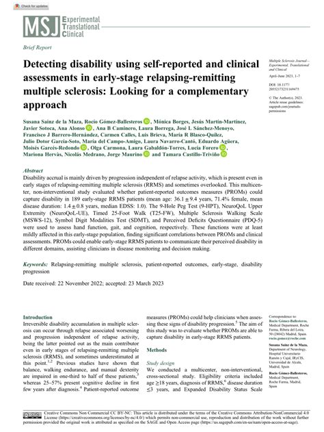 Pdf Detecting Disability Using Self Reported And Clinical Assessments
