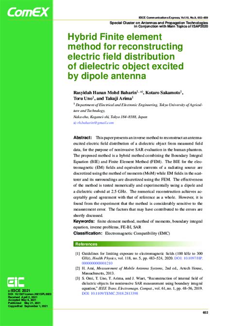 pdf hybrid finite element method for reconstructing electric field