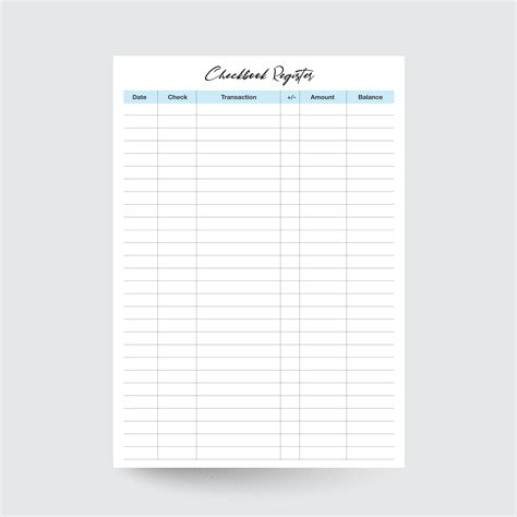 Printable Checkbook Register Checkbook Tracker Check Register Withdrawal Log Checkbook Planner