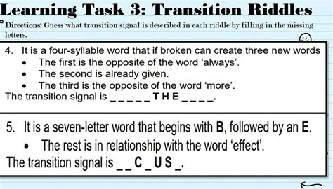 Learning Task 3 Transition Riddles Directions StudyX