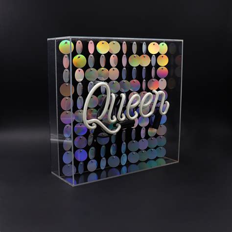 Queen Glass Neon Sign With Sequins Locomocean Ltd