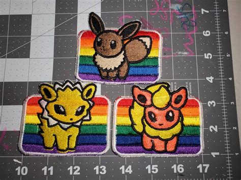 Custom Made Iron On Embroidery Eevee Evolution Pride Flag Etsy