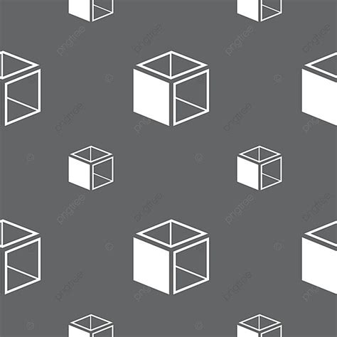 Vector Seamless Pattern Of 3d Cube Icon On Gray Background Vector Creative Object Label Png