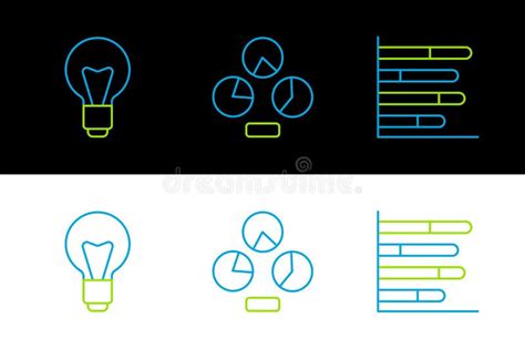 Set Line Pie Chart Infographic Light Bulb And Icon Vector Stock