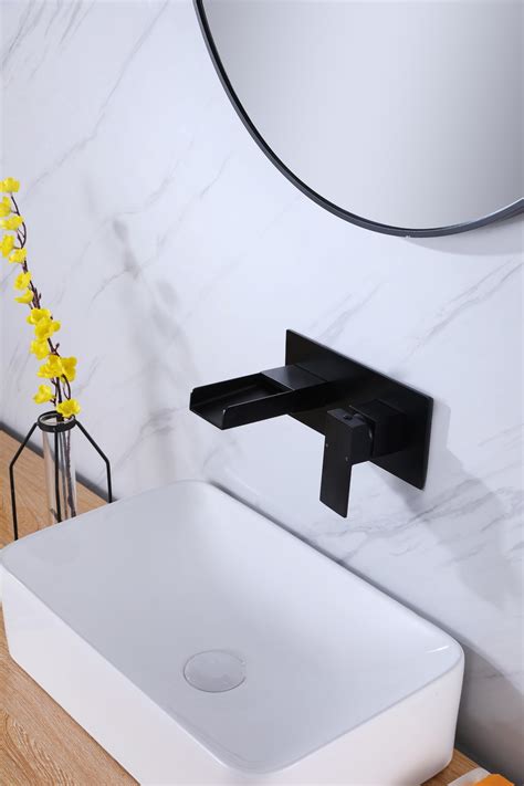 Wall Mounted Concealed Basin H59 Brass Faucet Mixer With Waterfall