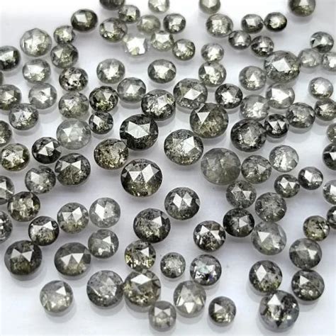 Round Rosecut Salt And Pepper Loose Melee Calibrated Diamond For Fancy