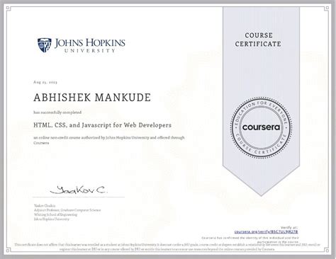 Abhishek Mankude On Linkedin Successfully Completed Htmlcss And Javascript Course By Coursera