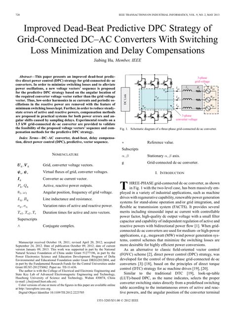 PDF Improved Dead Beat Predictive DPC Strategy Of Grid Connected DC